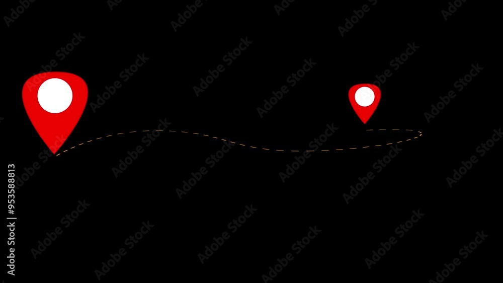 Two Location Point Connection with Lines, Location Pin Pointer on ...