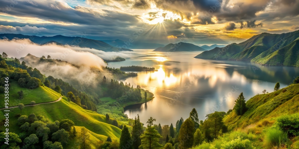 Lake Toba, Indonesia (A massive caldera lake formed by a supervolcanic ...
