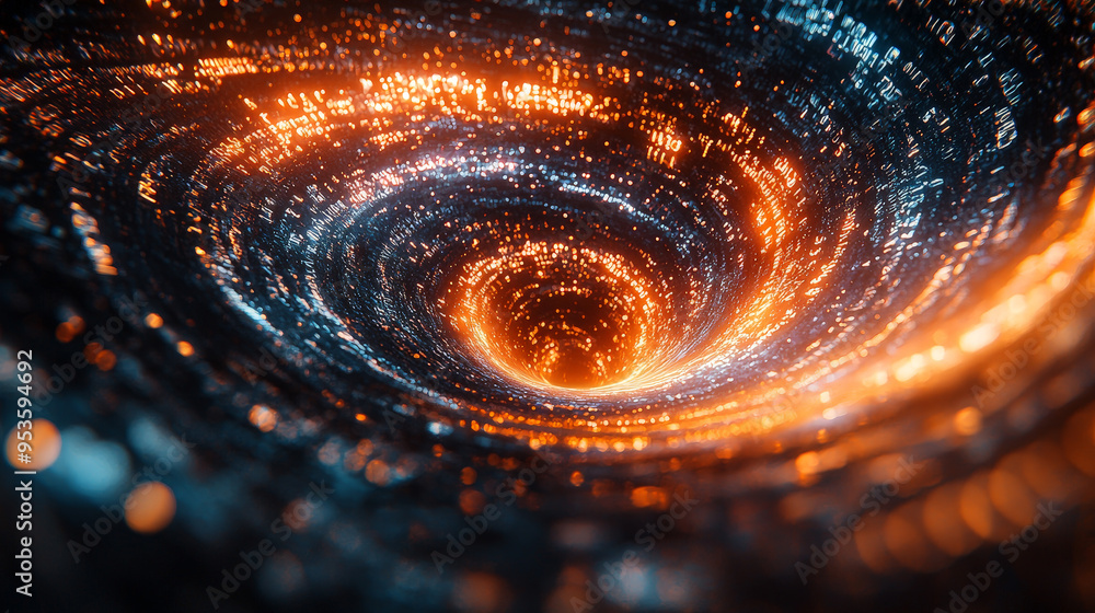 This digital art piece vividly illustrates random numbers spiraling ...