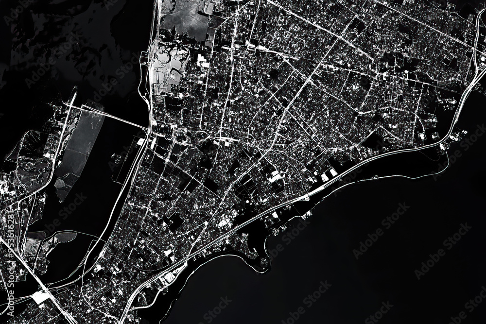 Technical aerial visual, 3D LiDAR GIS aerial map satellite scan model ...