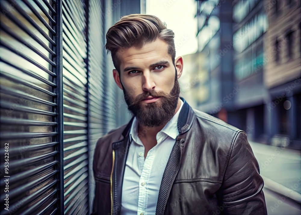 A fashionable young adult with a slender build and meticulously groomed ...