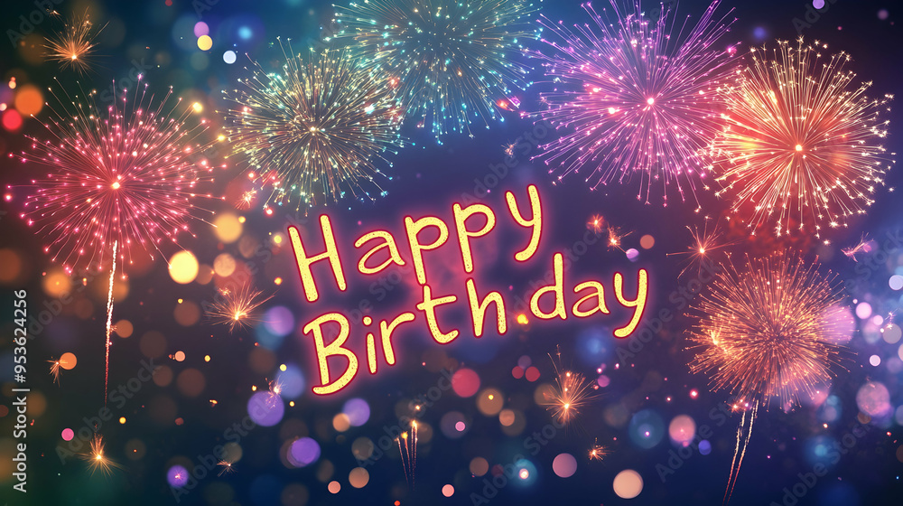 Happy Birthday Fireworks: Colorful and festive "Happy Birthday ...