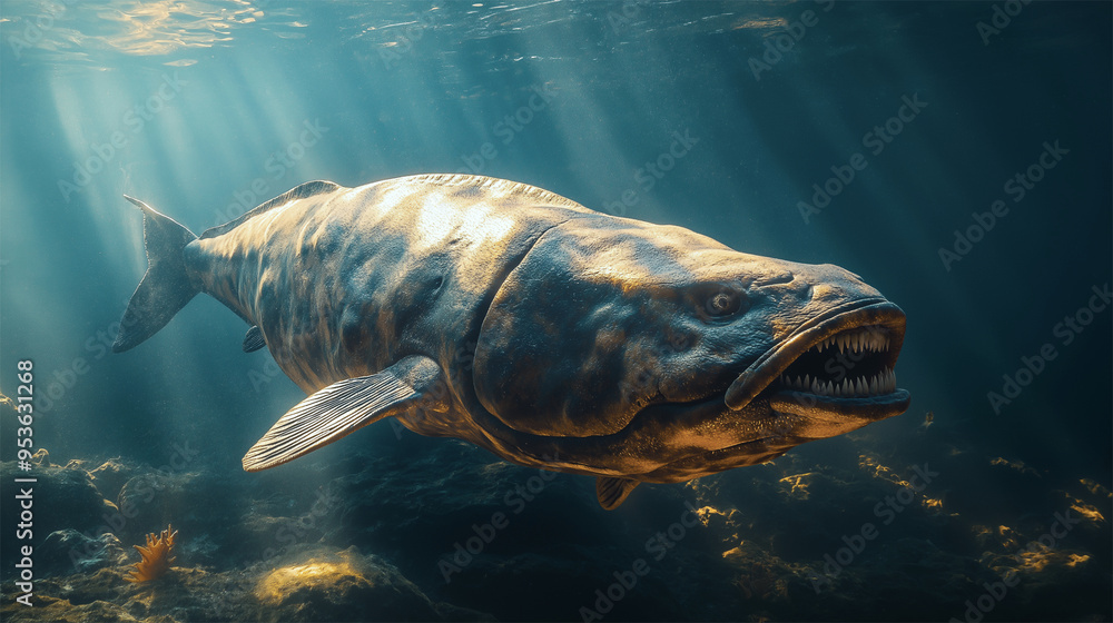 Extinct Dunkleosteus, Giant Prehistoric Armored Fish in Murky Devonian ...