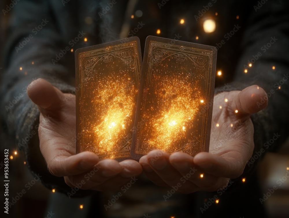 Magician's Skilled Hands Conjuring Magic with Sparkling Sleight of Hand ...