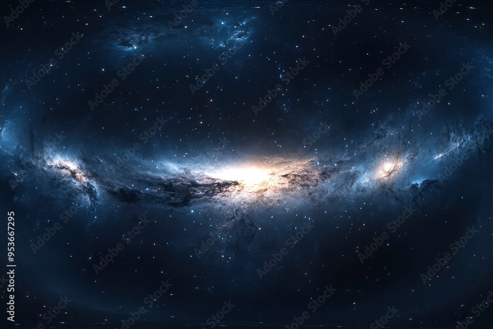 360 degree space background with nebula and stars, equirectangular ...