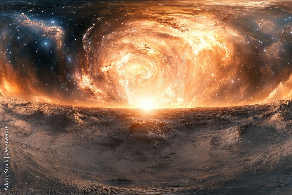 360 degree space background with nebula and stars, equirectangular ...