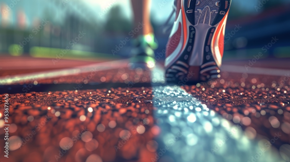 starting position of olympic athletism 100m sprint, hyperrealistic, 4k ...