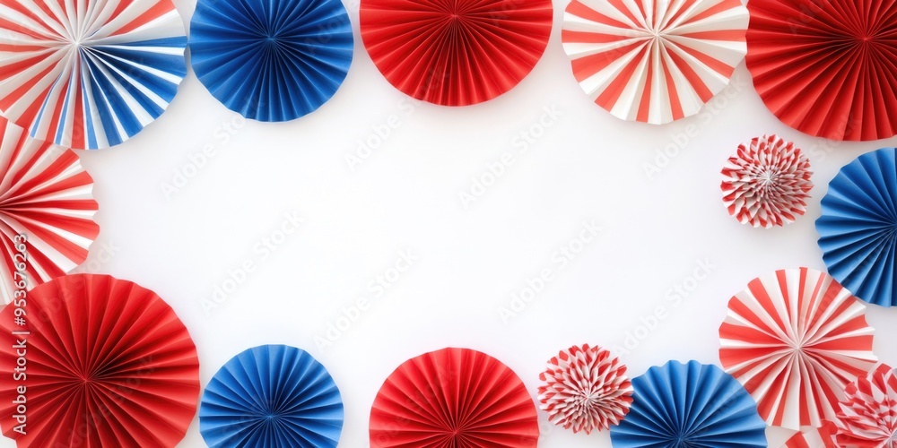 Set of USA themed paper decorations for patriotic celebrations ...