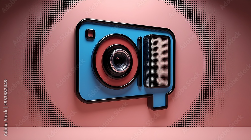 pop art camera with vivid colors such as red, blue, and yellow ...