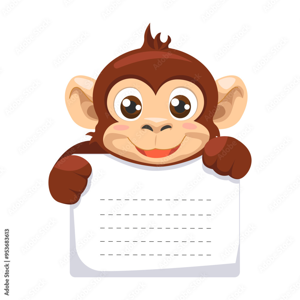 To-do list with cute Monkey, kids template for memo planner, gift tags ...