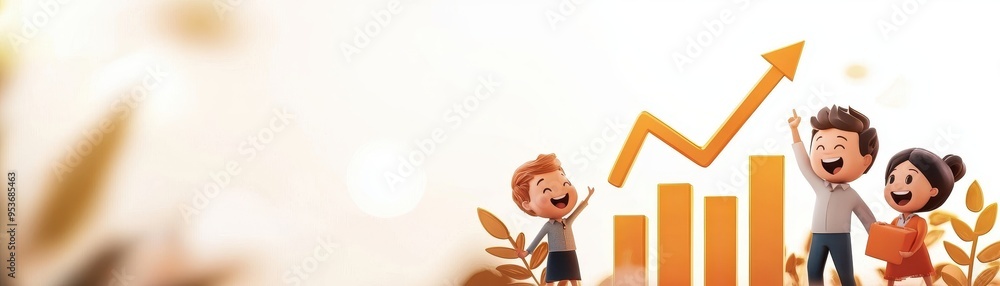 Happy children celebrate success with growth charts. Joyful expression ...