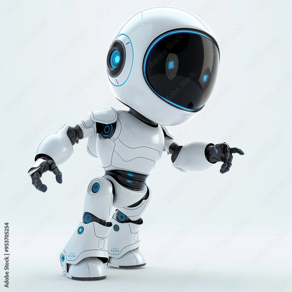 robot AI concept depicted in 3D with robotic man cyborg face Copy space ...