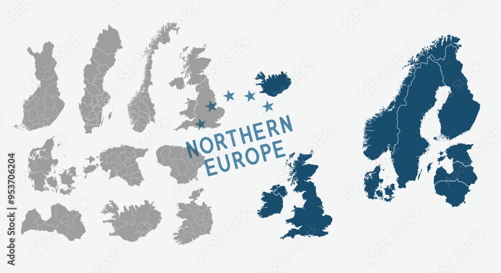Northern Europe map. Finland, Norway, Sweden, England, Denmark maps ...