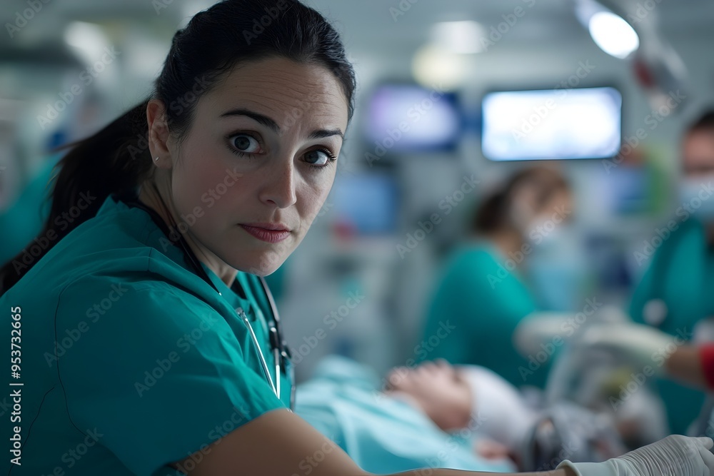 High intensity Emergency Department Scene with Skilled Medical Staff ...