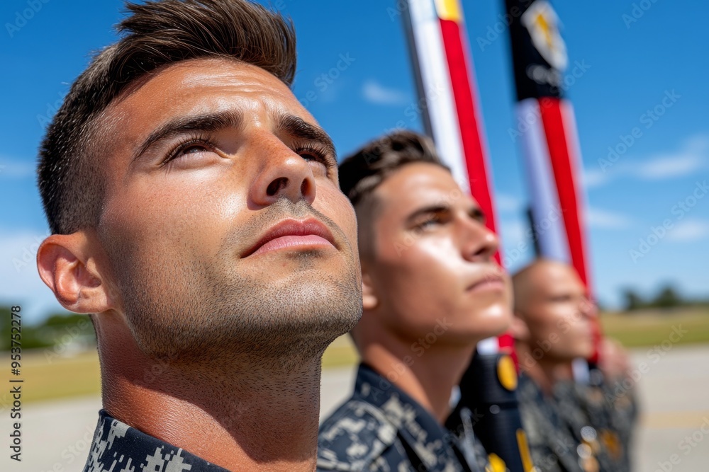 Air Force birthday ceremony with a flag-raising and salute, captured in ...