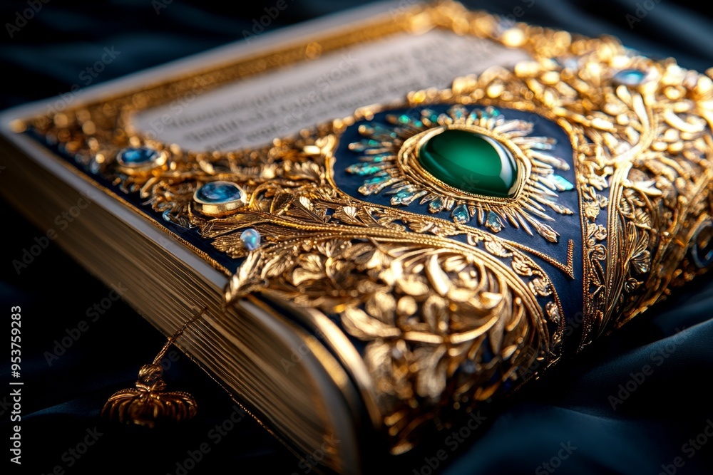 Covenant depicted in an illuminated manuscript with gold and vibrant ...