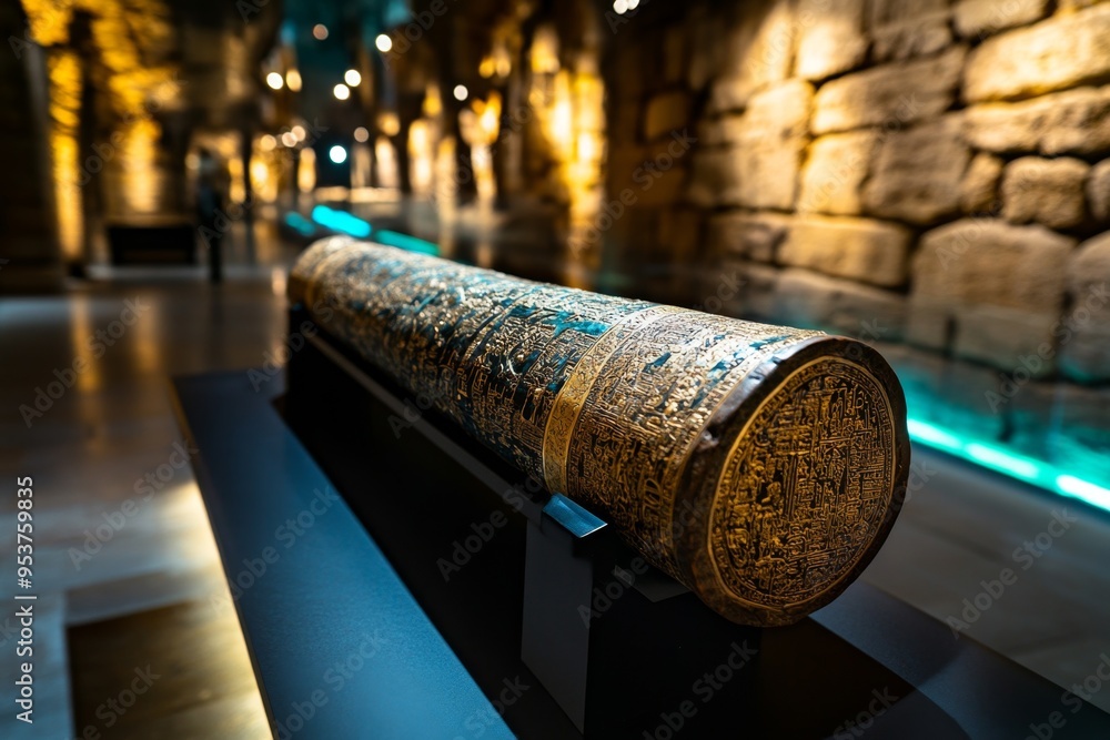 Covenant scroll displayed in a sacred space with reverence, captured in ...