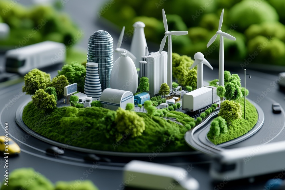 Energy efficiency and sustainability are depicted in a detailed ...