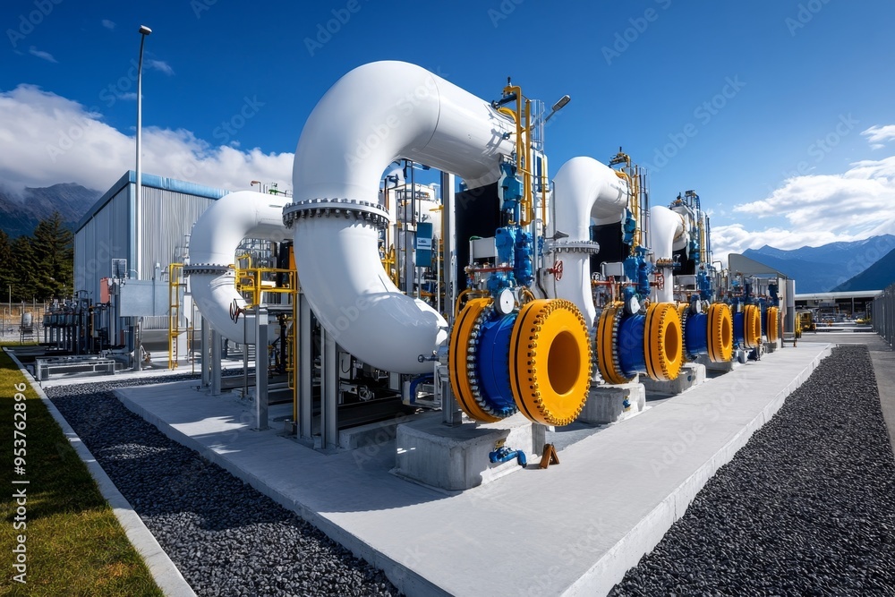 Geothermal energy execution is showcased in a realistic photo of a ...