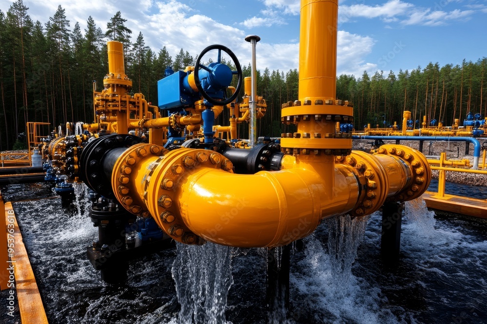 Geothermal engineering technology is captured in a realistic photo of a ...