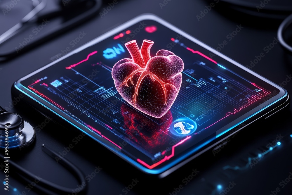 Heart attack symptoms illustrated on a digital health platform ...