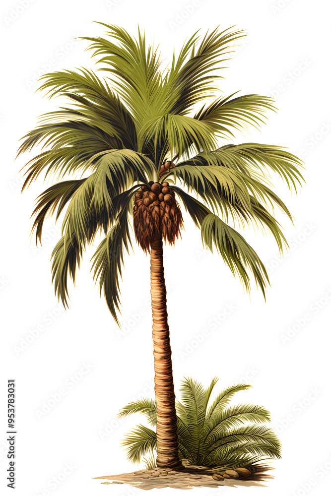 nature style book illustration of a palm tree, vintage basic palm tree ...