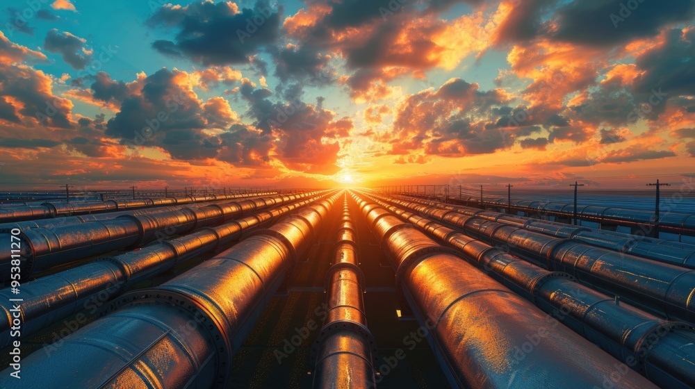 Transfer wastewater treatment pipe in water purification plant holding ...