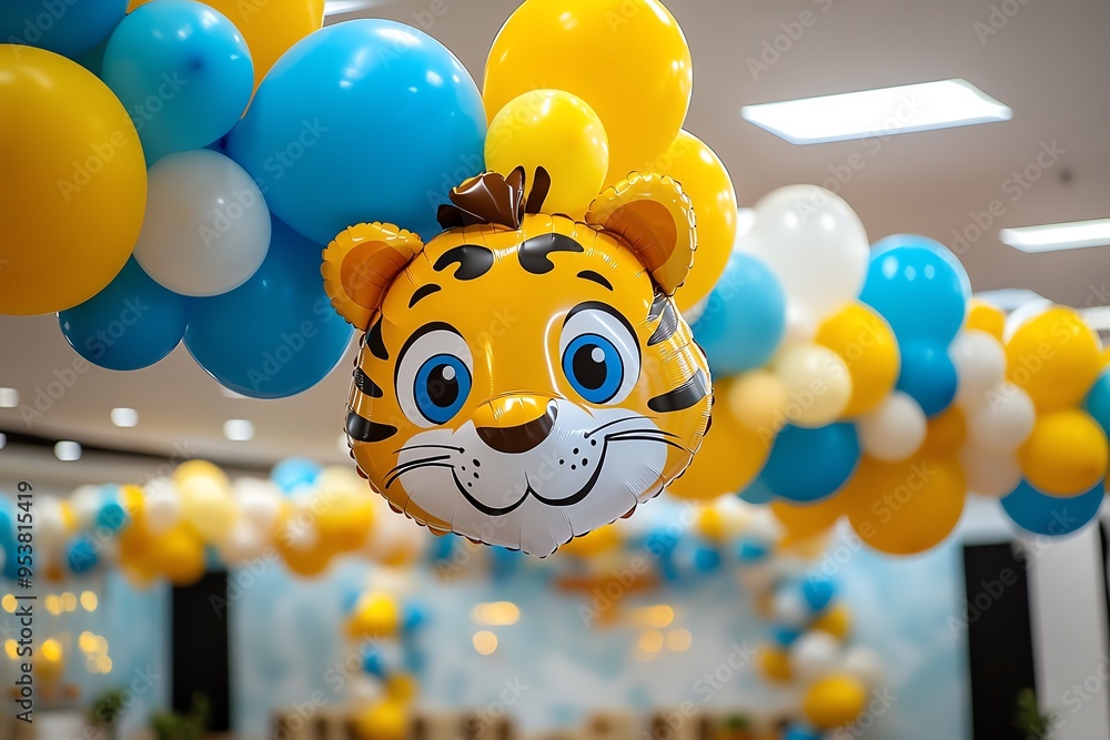 Balloon Animal, Kids' Party, and Decorations depicted in a lively kids ...