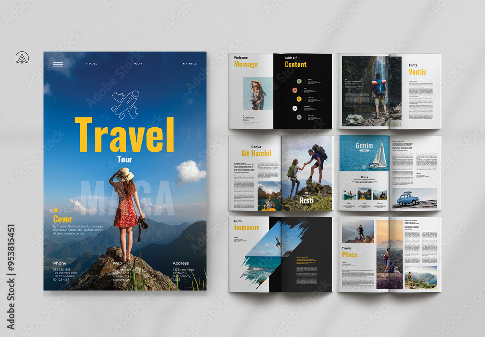 Travel & tour Magazine Layout Stock Template | Adobe Stock