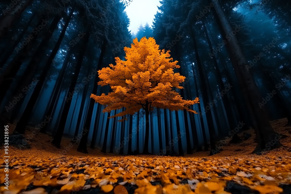 Enchanting Autumn Mysterious, Fog, and Forest visualized in a dense ...