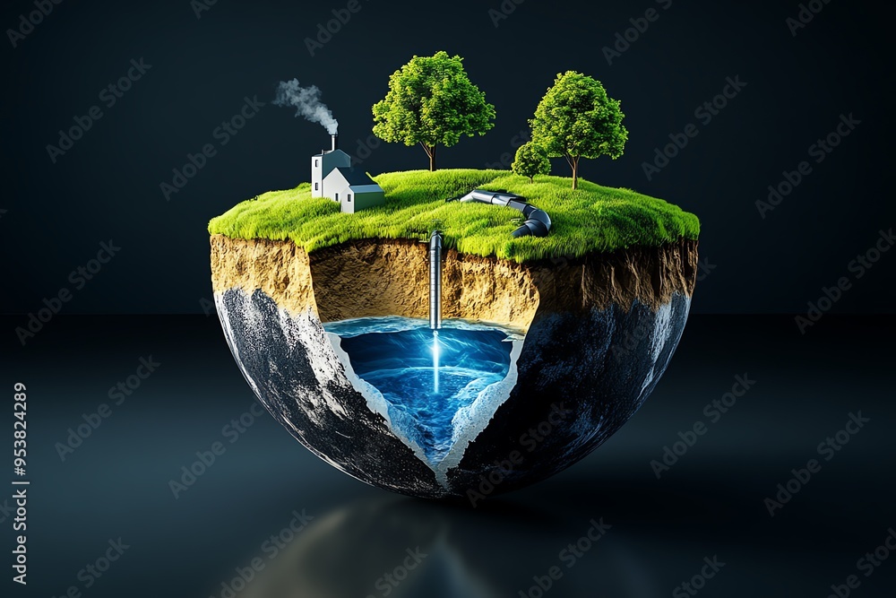Energy Illustration Geothermal, Heat Extraction, and Earth visualized ...