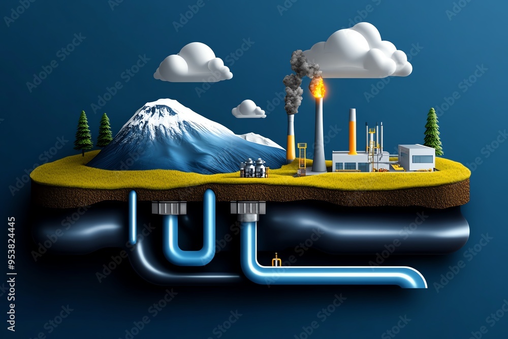 Energy Illustration Geothermal, Renewable, and Earth shown in a natural ...