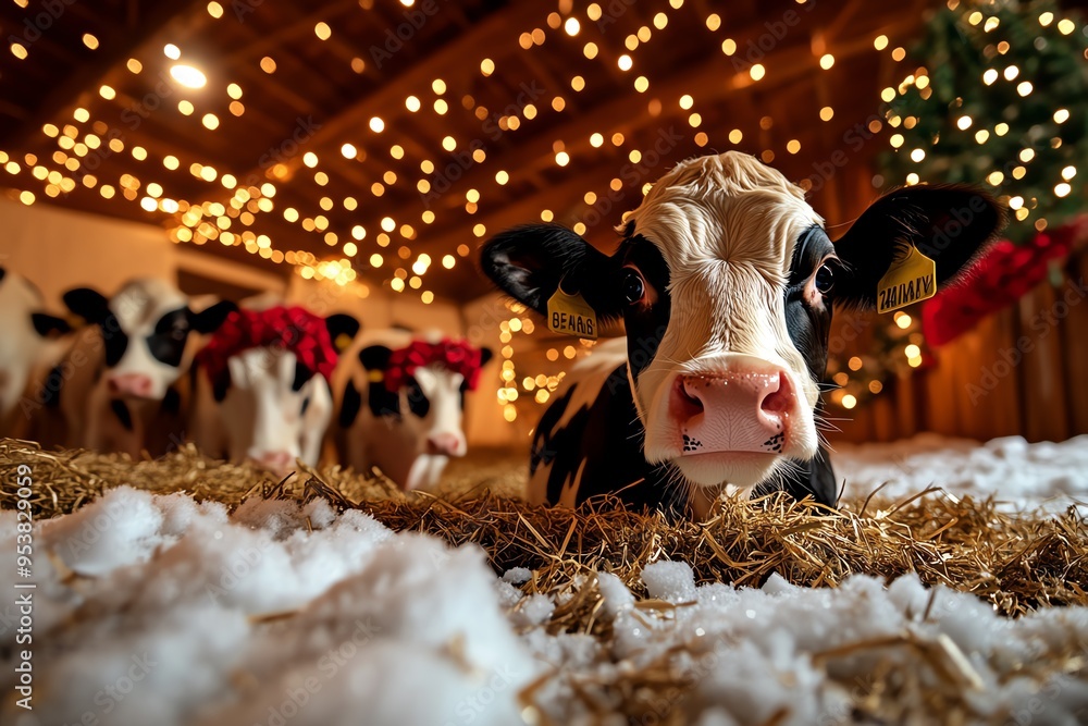 Farm Cow Dairy Cow, Milking Parlor, and Winter shown in a cozy winter ...