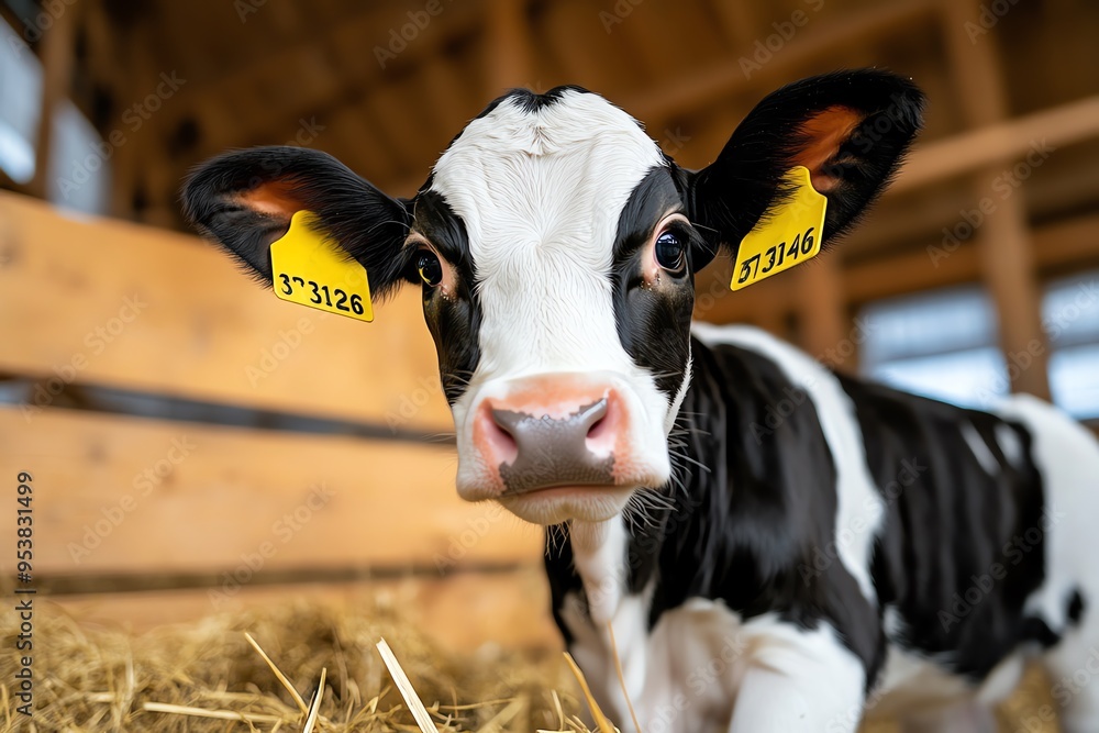 Farm Cow Veterinary Care, Calving, and Heifer depicted in a barn where ...