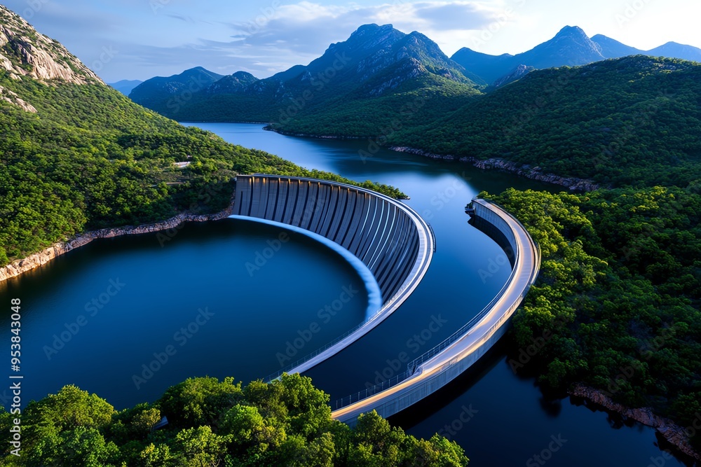 Renewable energy and hydropower sustainability are illustrated in an ...
