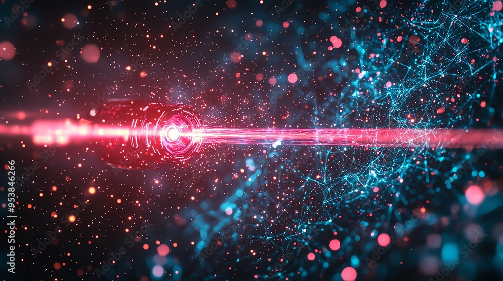 ภาพประกอบสต็อก Defense technologies using laser wavelength, visualizing ...