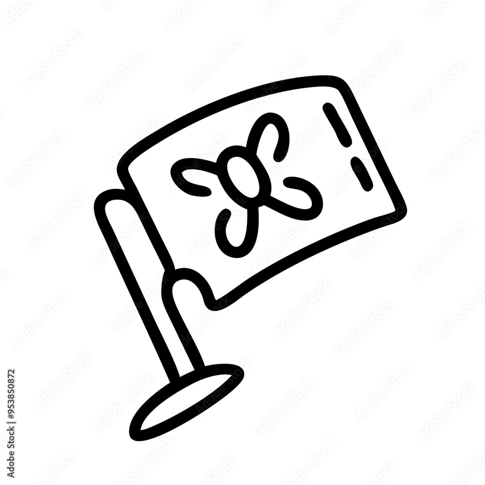 Waving Flag with Propeller Symbol Icon in Simple Line Art Stock Vector ...