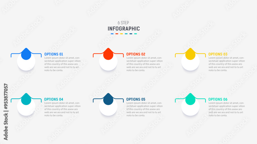 Business infographics design for Six Step, option, parts or process ...