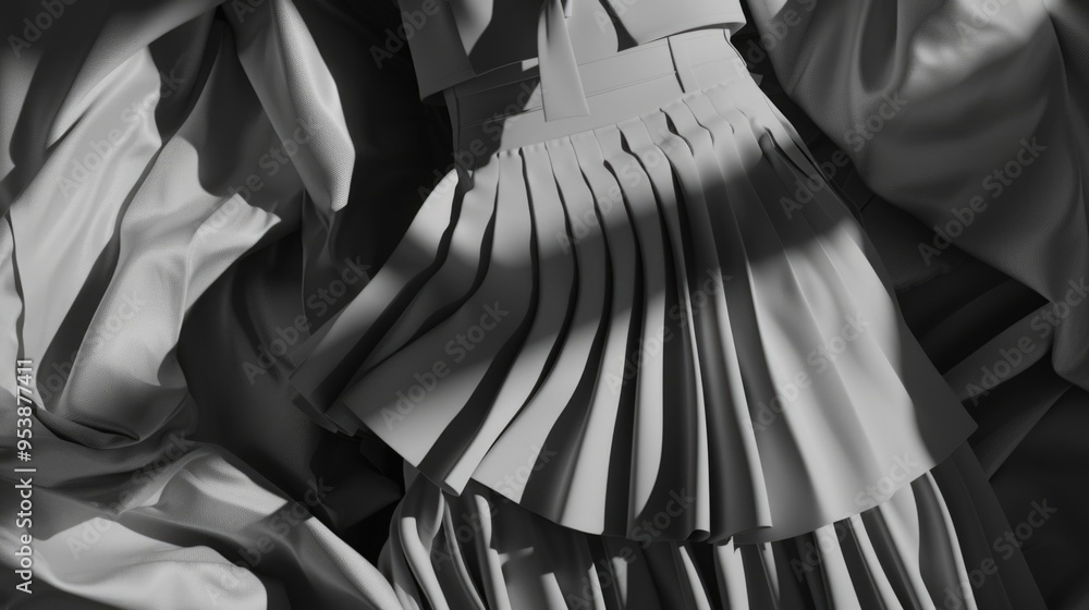 The image depicts an abstract representation of clothing and fashion ...