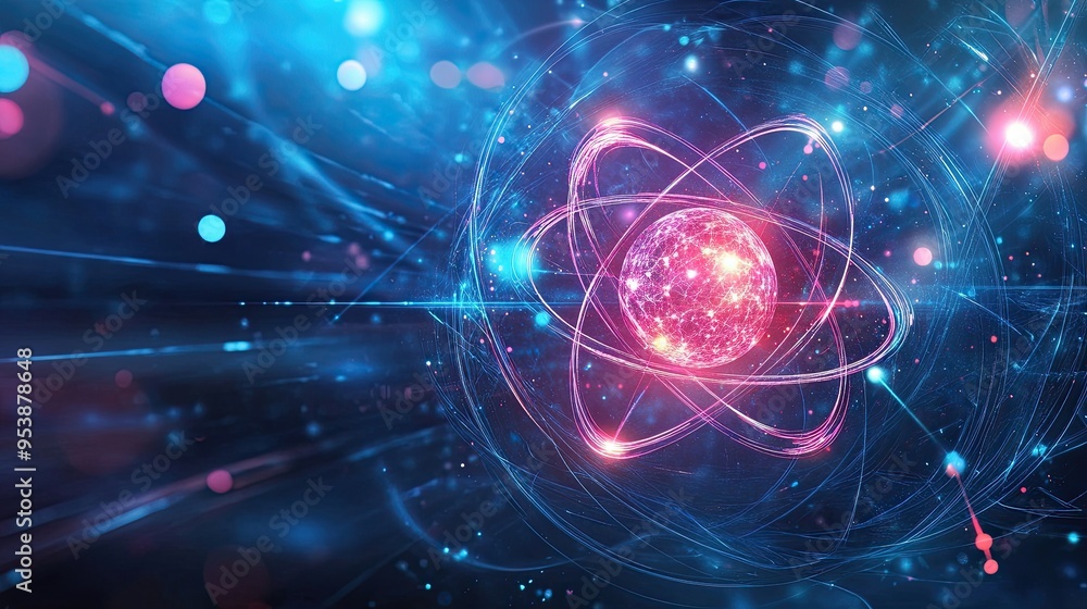 Artistic interpretation of atomic structure with dynamic electron ...