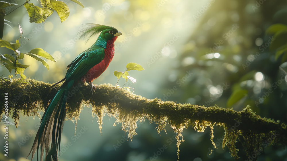 The brilliant Quetzal bird, with its sparkling emerald green feathers ...