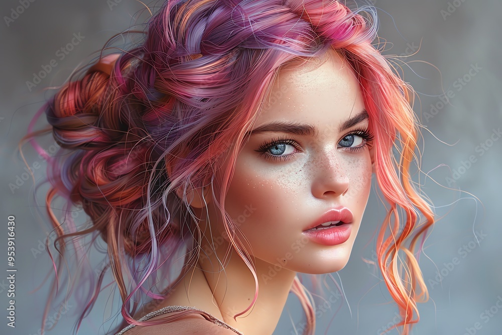 Hair Design the hair with bold, simple shapes and vibrant colors ...