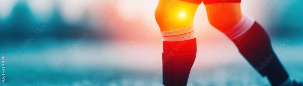 Illustration of knee joint recovery after a soccer accident, focusing ...