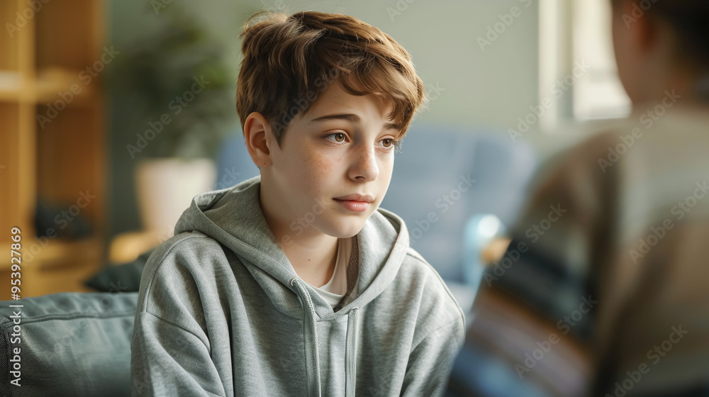 NON BINARY teenage girl at meeting with psychotherapist, therapy with ...