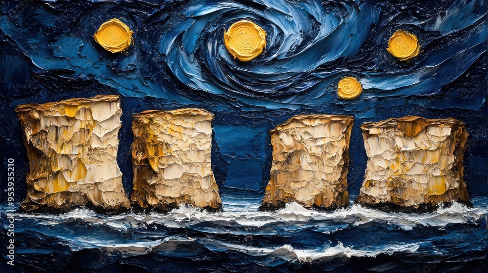 Artistic interpretation of Van Gogh's Starry Night with a modern twist ...
