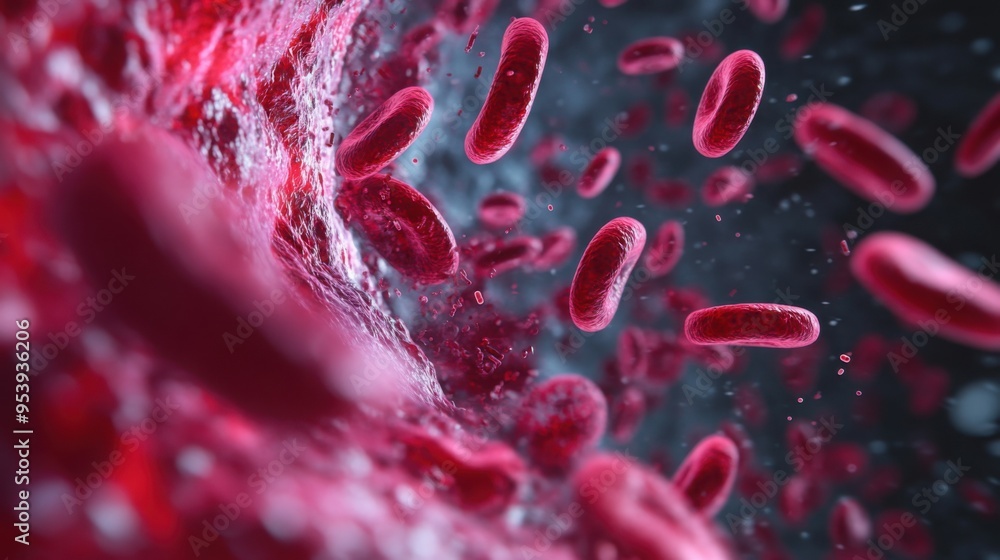 Cross-section of human blood vessels with antibiotics destroying sepsis ...