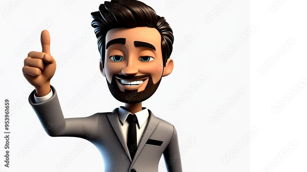 Cheerful Cartoon Salesman Character in a Suit Giving a Thumbs up ...