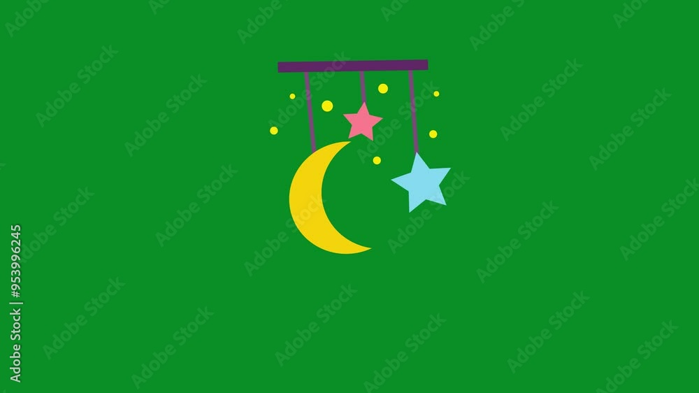 Cartoon moon and starry night sleep animation on green screen. Night ...