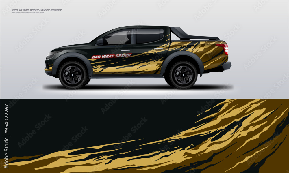 Sporty pick up truck car wrap livery design ready print decal fit on ...