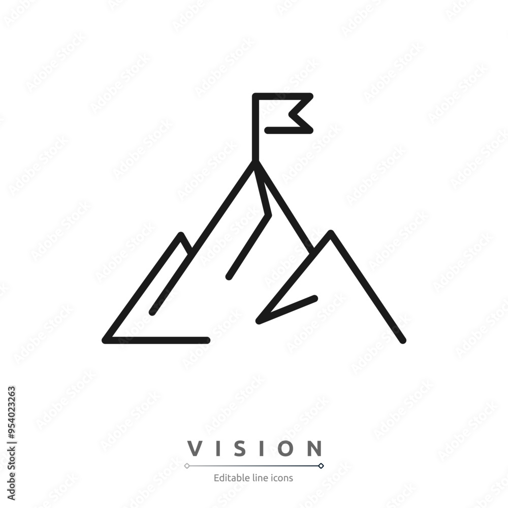 Vision icon illustration. Mission, Vision and Values of company with ...